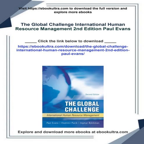 The Global Challenge International Human Resource Management 2nd ...