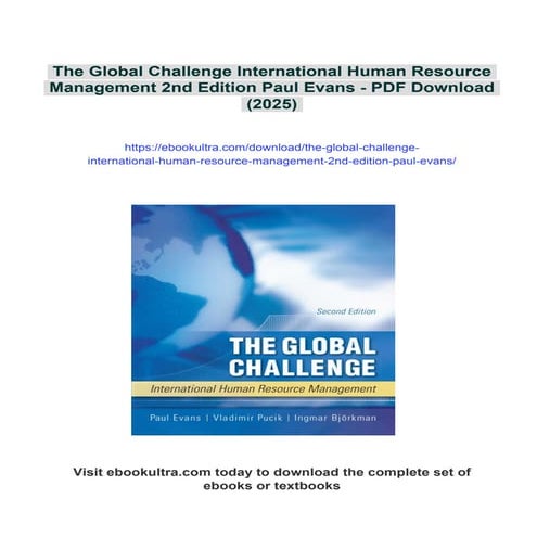 The Global Challenge International Human Resource Management 2nd Edition Paul Evans | PDF