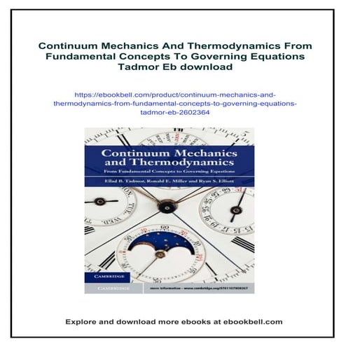 Continuum Mechanics And Thermodynamics From Fundamental Concepts To Governing Equations Tadmor ...