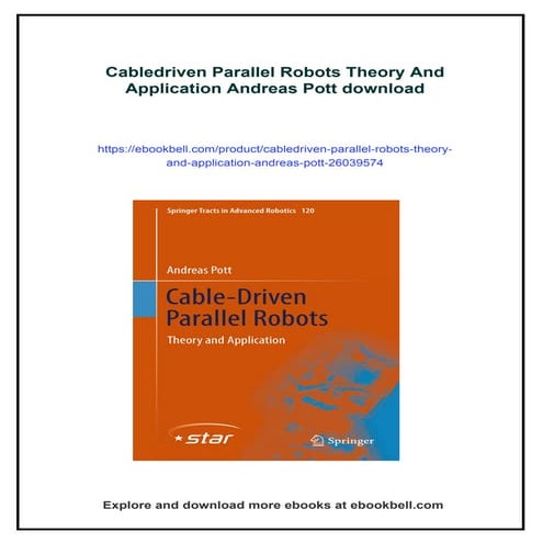 Cabledriven Parallel Robots Theory And Application Andreas Pott | PDF