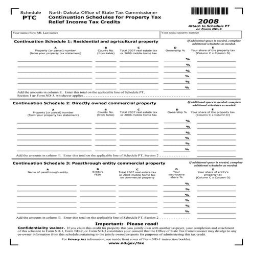 schedule-ptc-enabled nd.gov tax indincome forms 2008 | PDF