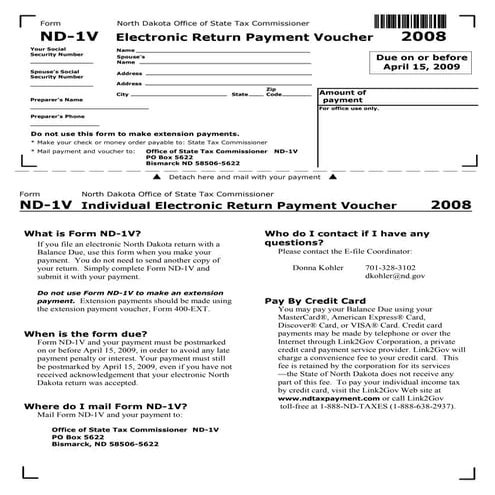 formnd-1v-enabled nd.gov tax indincome forms 2008 | PDF