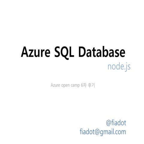 SQLER on Windows Azure camp - SQL Database | PDF