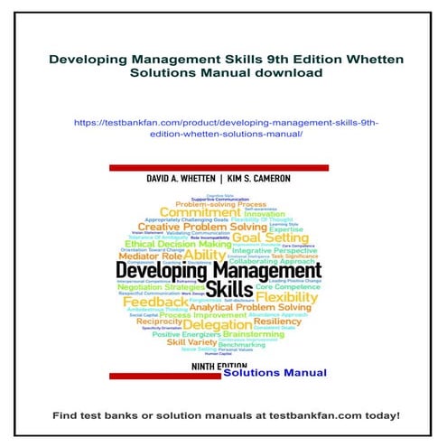 Developing Management Skills 9th Edition Whetten Solutions Manual | PDF