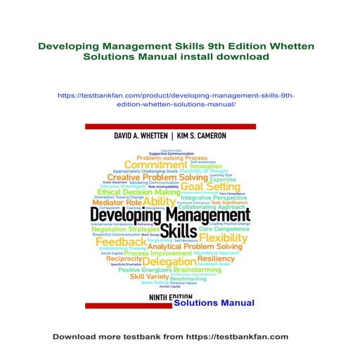 Developing Management Skills 9th Edition Whetten Solutions Manual | PDF