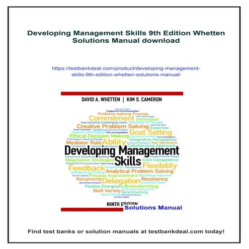 Developing Management Skills 9th Edition Whetten Solutions Manual | PDF