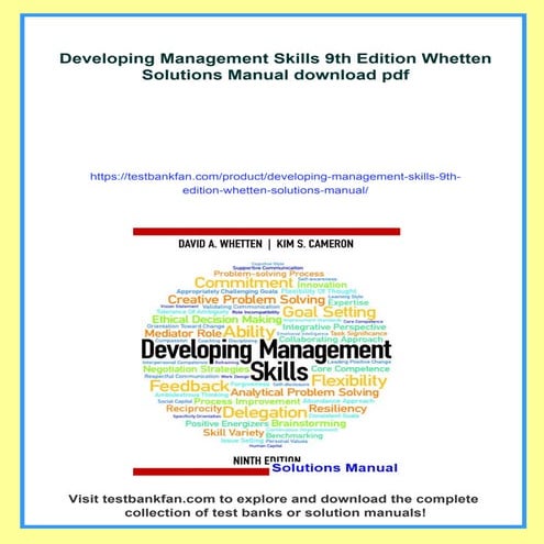 Developing Management Skills 9th Edition Whetten Solutions Manual | PDF