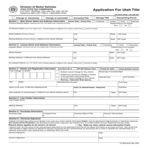 tax.utah.gov forms current tc tc-656-mva | PDF