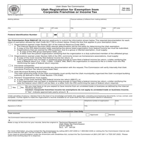 tax.utah.gov forms current tc tc-161 | PDF