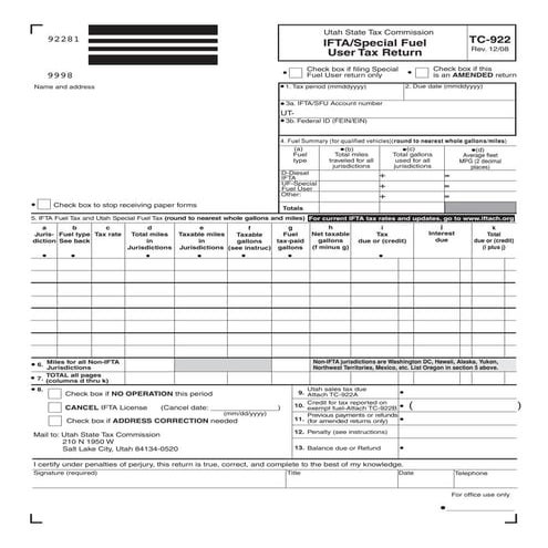 tax.utah.gov forms current tc tc-922 | PDF