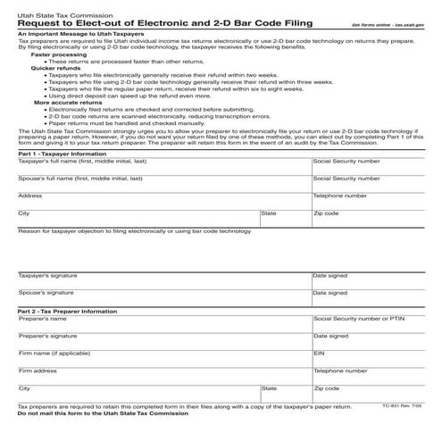 tax.utah.gov forms current tc tc-831 | PDF