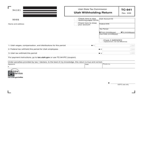 tax.utah.gov forms current tc tc-941 | PDF