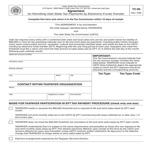 tax.utah.gov forms current tc tc-85 | PDF | Credit Cards | Personal Debt