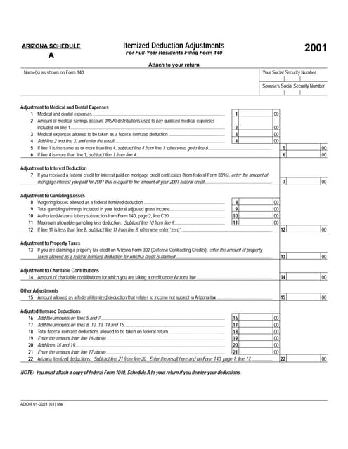 azdor.gov Forms 140_SchedA_fillable | PDF | Personal Taxes | Personal ...