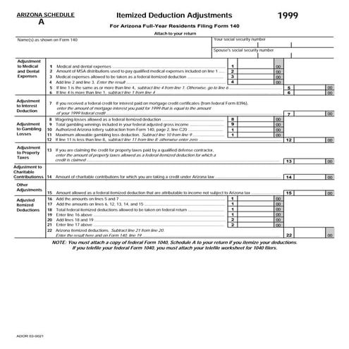 azdor.gov Forms 140_SchedA | PDF