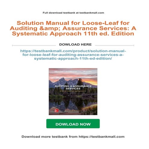 Solution Manual for Loose-Leaf for Auditing & Assurance Services: A Systematic Approach 11th ed ...