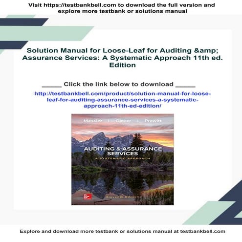 Solution Manual for Loose-Leaf for Auditing & Assurance Services: A ...