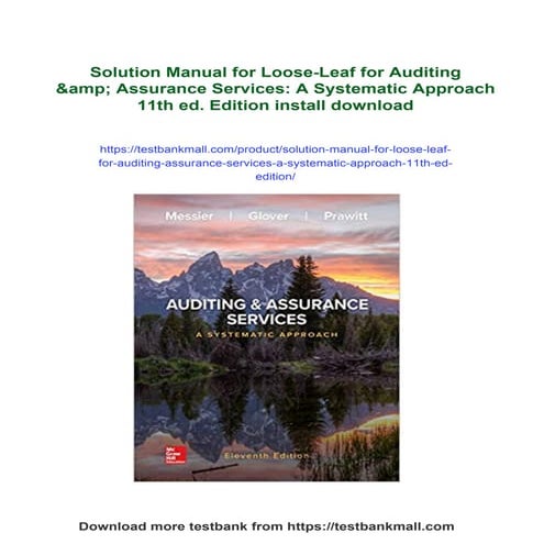 Solution Manual for Loose-Leaf for Auditing & Assurance Services: A ...