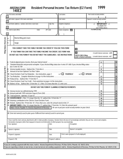 azdor.gov Forms 140A | PDF