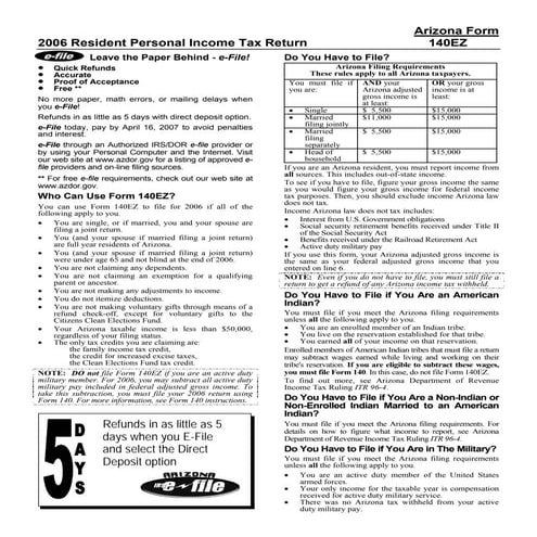 azdor.gov Forms 140EZ%20instructions | PDF