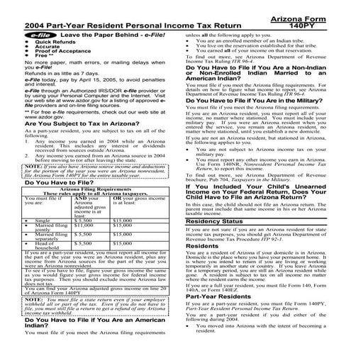 azdor.gov Forms 140nri | PDF
