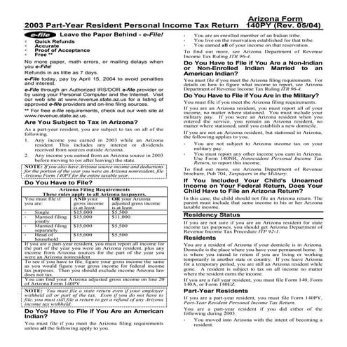 azdor.gov Forms 140PTCi | PDF