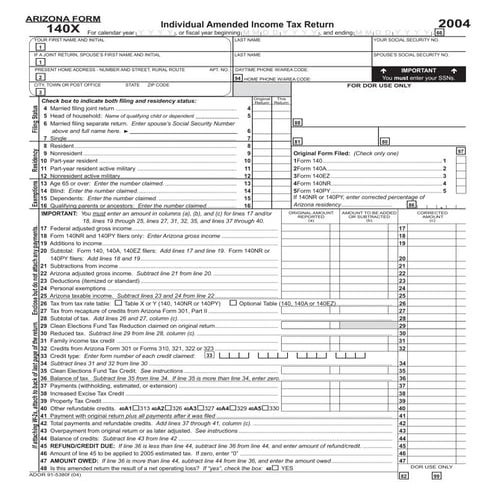 azdor.gov Forms 140X_f | PDF