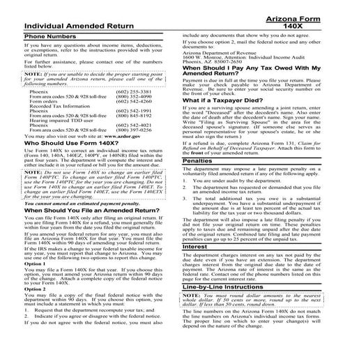 azdor.gov Forms 140X%20instructions | PDF