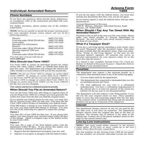 azdor.gov Forms 140X%20instructions | PDF