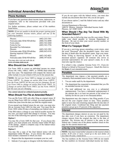 azdor.gov Forms 140X%20instructions | PDF