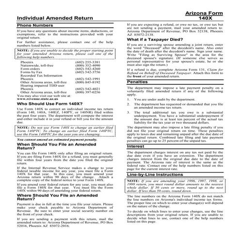 azdor.gov Forms 140xi | PDF