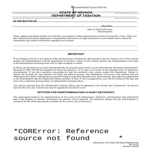 Petition for Redetermination | DOC