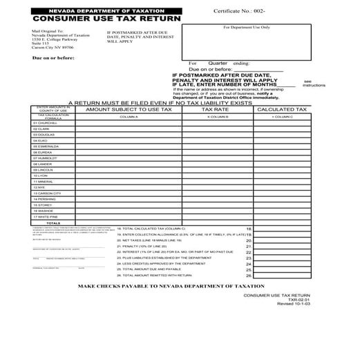 tax.state.nv.us documents utreturn_20031001 | PDF