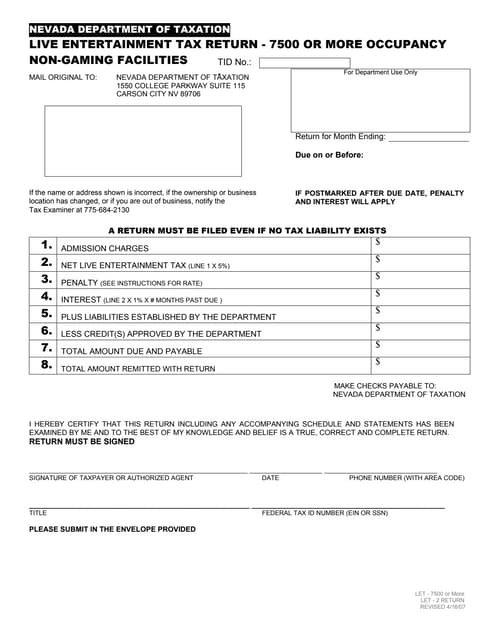 tax.state.nv.us documents Tire_Surcharge_Return2 | PDF | Personal Taxes ...