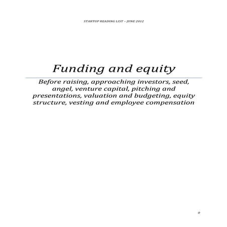 Startup Reading List - Funding and Equity | PDF