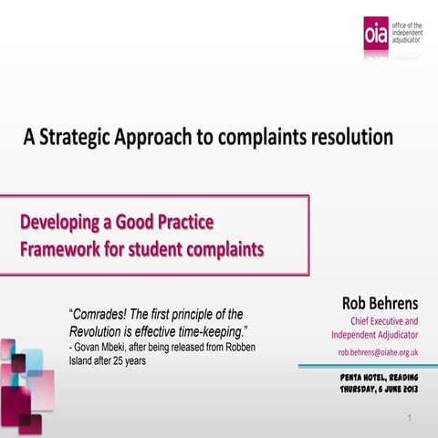 Developing a Good Practice Guide for Student Complaints - Rob Behrens | PPT