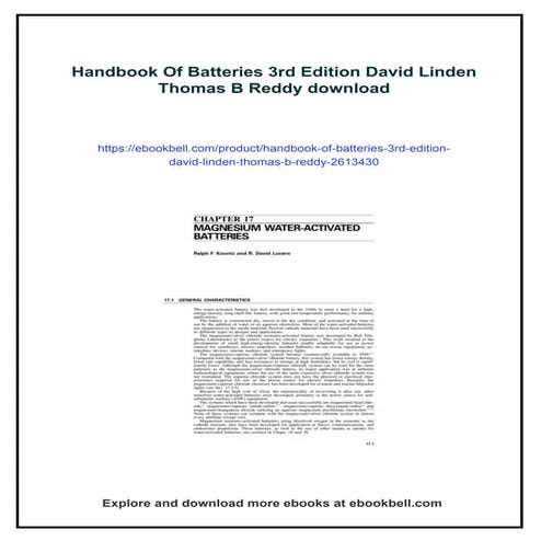 Handbook Of Batteries 3rd Edition David Linden Thomas B Reddy | PDF