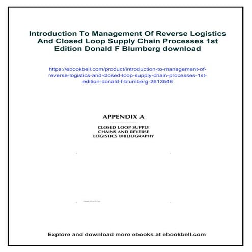 Introduction To Management Of Reverse Logistics And Closed Loop Supply ...