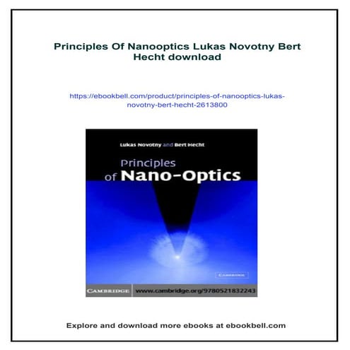 Principles Of Nanooptics Lukas Novotny Bert Hecht | PDF