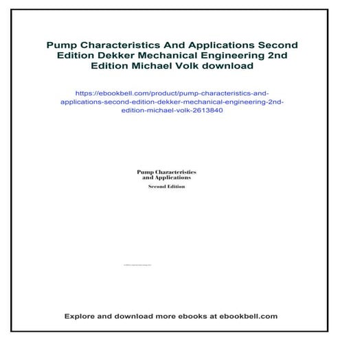 Pump Characteristics And Applications Second Edition Dekker Mechanical Engineering 2nd Edition ...
