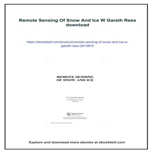 Remote Sensing Of Snow And Ice W Gareth Rees | PDF