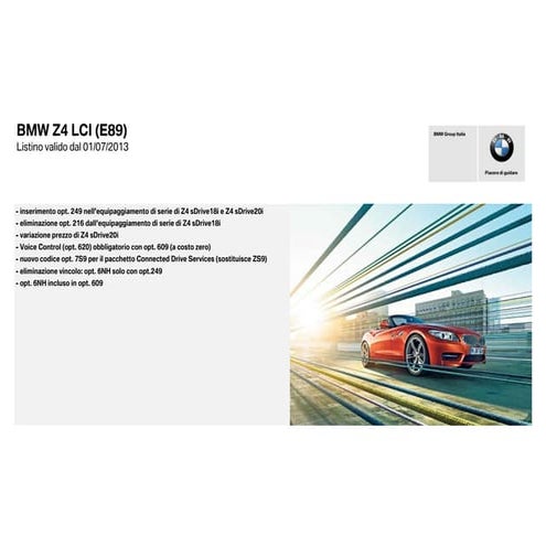 Listino prezzi BMW Z4 aggiornato | PDF
