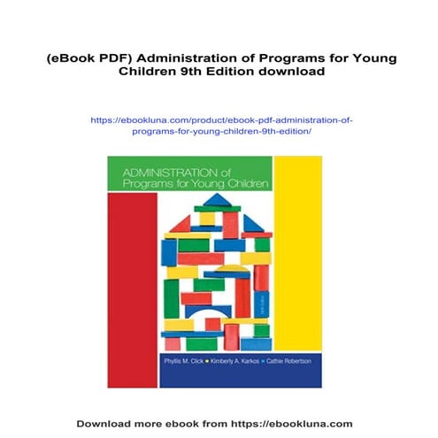 (eBook PDF) Administration of Programs for Young Children 9th Edition | PDF