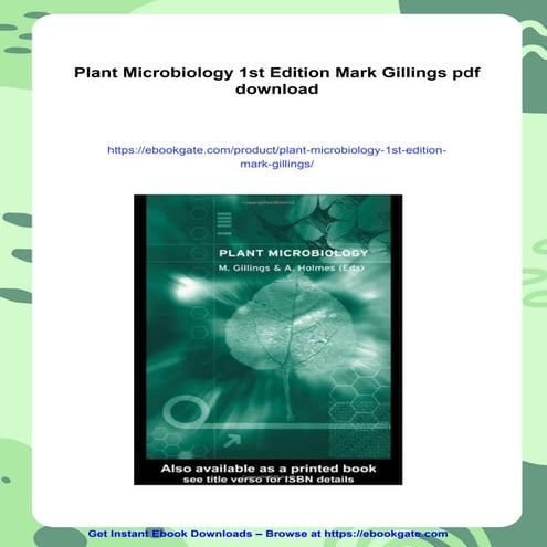 Plant Microbiology 1st Edition Mark Gillings | PDF