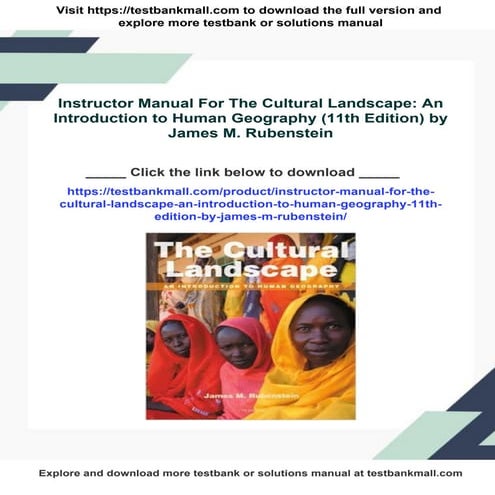 Instructor Manual For The Cultural Landscape: An Introduction to Human ...