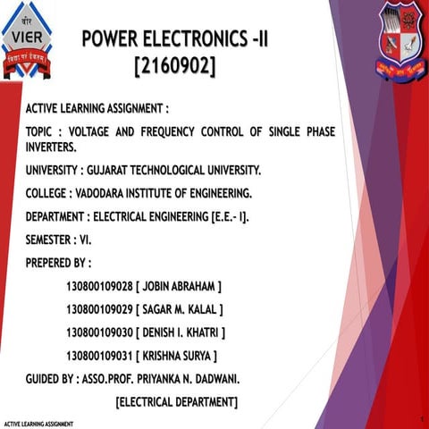 POWER ELECTRONICS - II. Voltage and frequency control of 1 phase and 3 ...