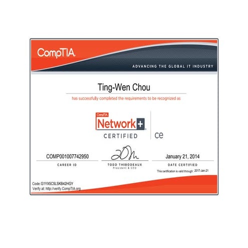 CompTIA Network+ ce certificate | PPT