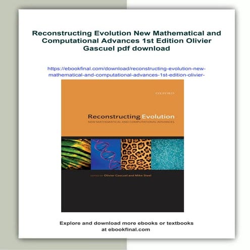 Reconstructing Evolution New Mathematical and Computational Advances 1st Edition Olivier Gascuel ...