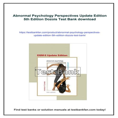 Abnormal Psychology Perspectives Update Edition 5th Edition Dozois Test ...