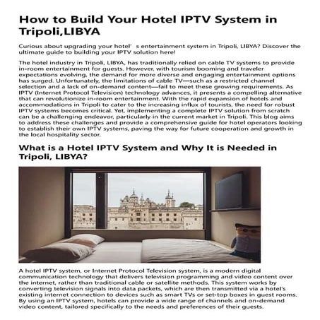How to Build Your Hotel IPTV System in Tripoli，LIBYA | PDF
